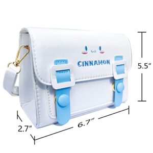 QCHGE Kawaii Small Purses for Women-Japanese Anime Handbag-Cute Shoulder Bag-Leather Messenger Bags for Kids (Blue Cinnamoroll)