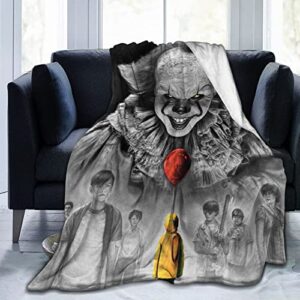 horror movie blanket for adults ĪŤ p̪èňňŷ-ŵīŝè closwn blanket, nice throw blanket blankets for cold weather halloween recliner, ultra cozy and quality horror movie blanket anti-static 50″x40″