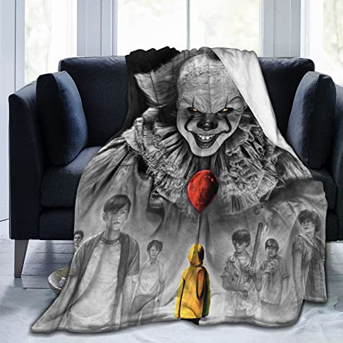 Horror Movie Blanket for Adults ĪŤ P̪èňňŷ-ŵīŝè Closwn Blanket, Nice Throw Blanket Blankets for Cold Weather Halloween Recliner, Ultra Cozy and Quality Horror Movie Blanket Anti-Static 50"x40"