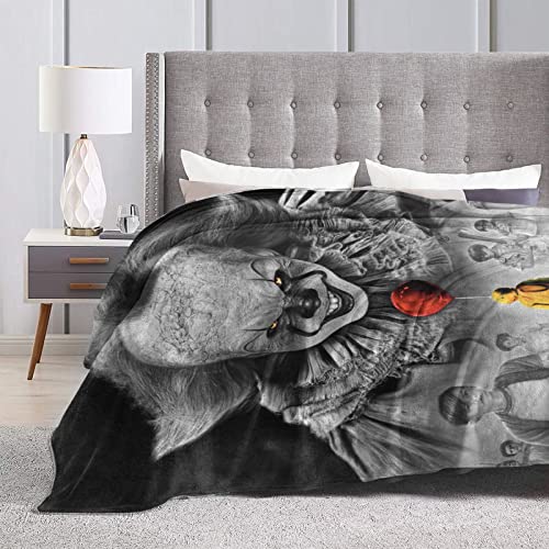 Horror Movie Blanket for Adults ĪŤ P̪èňňŷ-ŵīŝè Closwn Blanket, Nice Throw Blanket Blankets for Cold Weather Halloween Recliner, Ultra Cozy and Quality Horror Movie Blanket Anti-Static 50"x40"