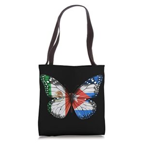 Mexican Cuban Flag Butterfly Tote Bag