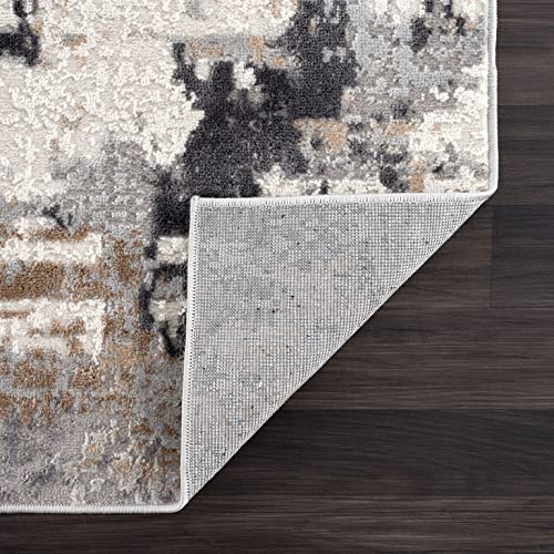 Abani Warm Grey & Beige Distressed Contemporary Print Area Rug Rugs - Premium Non-Shedding 7'9" x 10'2" (8'x10') Modern Design Dining Room Rug