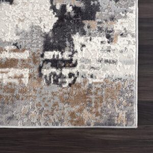 Abani Warm Grey & Beige Distressed Contemporary Print Area Rug Rugs - Premium Non-Shedding 7'9" x 10'2" (8'x10') Modern Design Dining Room Rug