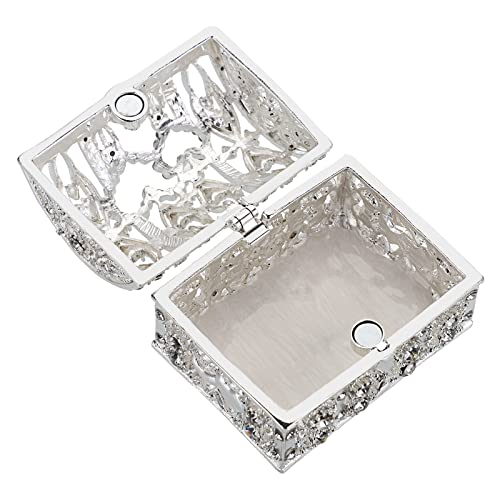 ELLDOO Treasure Chest Box Floral Engraved Jewelry Box Wedding Box Keepsake Box Ring Earring Small Trinket Storage Organizer Box for Girls Women Wedding Brithday Gift