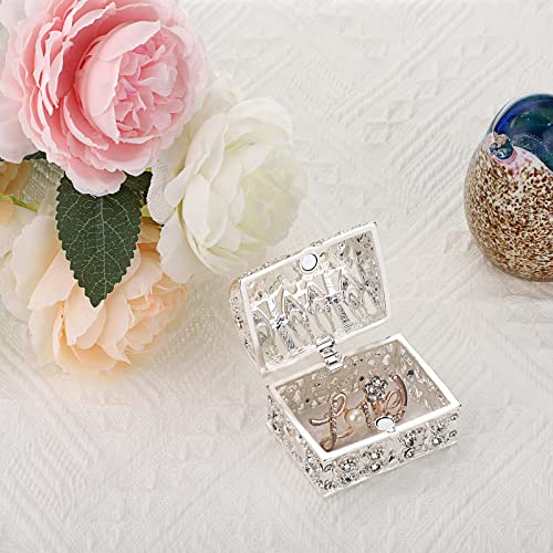 ELLDOO Treasure Chest Box Floral Engraved Jewelry Box Wedding Box Keepsake Box Ring Earring Small Trinket Storage Organizer Box for Girls Women Wedding Brithday Gift