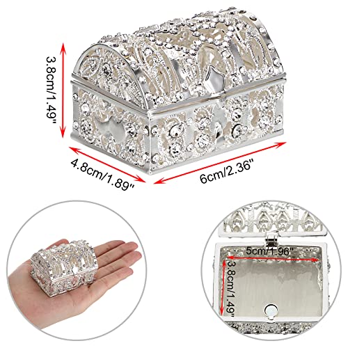 ELLDOO Treasure Chest Box Floral Engraved Jewelry Box Wedding Box Keepsake Box Ring Earring Small Trinket Storage Organizer Box for Girls Women Wedding Brithday Gift