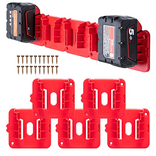 Crtbelfy Battery Holder for Milwaukee M18 18V Battery, Wall Mount Batteries Storage for Work Van, Shelf, Toolbox - 10 Pack