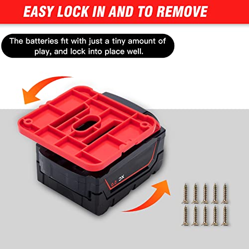 Crtbelfy Battery Holder for Milwaukee M18 18V Battery, Wall Mount Batteries Storage for Work Van, Shelf, Toolbox - 10 Pack