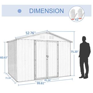 Storage shed, 8×6ft Outdoor Storage shed, Used for Backyard Storage Sheds & Outdoor Storage Clearance, can be Used as Bicycle shed, Garden shed, Tool shed, Metal shed That can be Used for Life, Grey