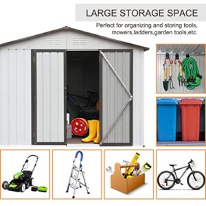 Storage shed, 8×6ft Outdoor Storage shed, Used for Backyard Storage Sheds & Outdoor Storage Clearance, can be Used as Bicycle shed, Garden shed, Tool shed, Metal shed That can be Used for Life, Grey