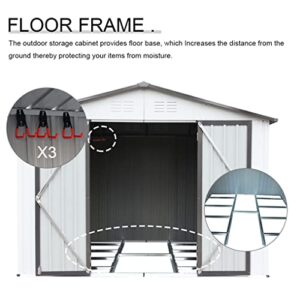 Storage shed, 8×6ft Outdoor Storage shed, Used for Backyard Storage Sheds & Outdoor Storage Clearance, can be Used as Bicycle shed, Garden shed, Tool shed, Metal shed That can be Used for Life, Grey