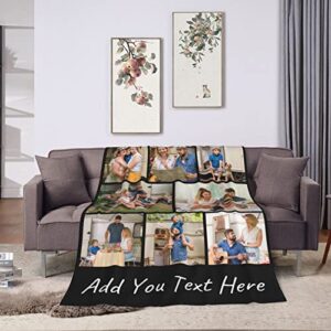 Customizable Blanket for Family Customized Blankets with Photos Text Personalized Picture 8 Photos Collages Throw Blankets Custom Blanket Gift for Adults, Family, Friends, Lovers, Dog