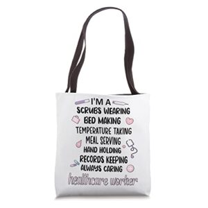 essential frontline healthcare worker healthcare working tote bag