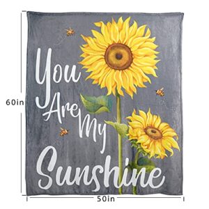 Sunflower Blanket You are My Sunshine Blanket Sunflower Decor Sunflower Gifts for Women/Daughter/Mom/Wife Granddaughter Blanket Soft Cozy Flannel Fleece Throw Blankets for Women 50"x60"