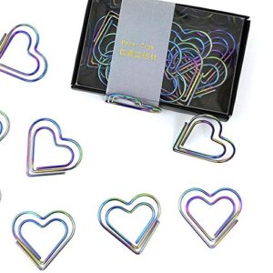 Funny live Hot Plating Color Beautiful Rainbow Love Bookmarks Dazzle Beautiful DIY Paper Clips,12 Pieces per Box