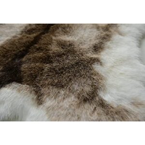 rugoo Reindeer Hide Rug 3.6 ft x 2.9 ft Faux Fur Rug Deer Rug Animal Skin Rugs Fluffy Pet Pad for Bedroom Living Room Nursery, White and Grey