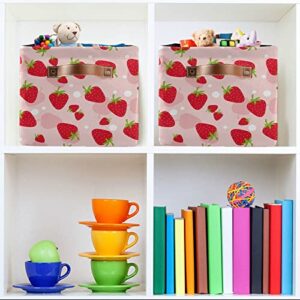 xigua Strawberry Pattern Foldable Storage Bin, Collapsible Sturdy Fabric Storage Basket Cube W/Handles, Storage Box for Organizing Toys Nursery Closet Bedroom Office 1PCS