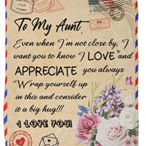 AJIIUSV to My Aunt Blanket from Niece Quilt Envelope Throw Blankets Mothers Day Blanket Gifts for Auntie Flannel Blanket Birthday Women's Day Holiday 50"x60"