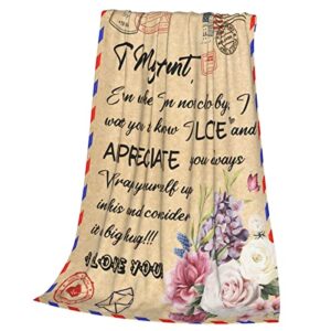 AJIIUSV to My Aunt Blanket from Niece Quilt Envelope Throw Blankets Mothers Day Blanket Gifts for Auntie Flannel Blanket Birthday Women's Day Holiday 50"x60"