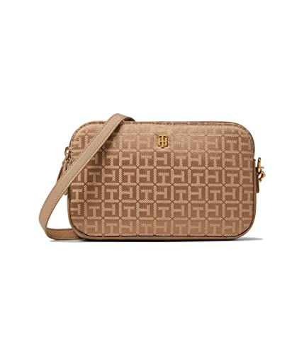 Tommy Hilfiger Yvette II Camera Crossbody Square Monogram Jacquard Sherwood Tan One Size