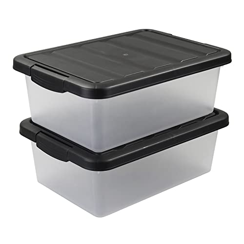 Obstnny 14 Quart Clear Storage Box, Plastic Bins for Storage with Lids, 2 Packs