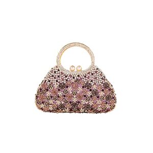 debimy ladies elegant formal evening bag sparkly clutch glittering rhinestone crystal handbag and purse for wedding party purple