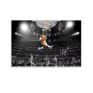 allally lebron james dunk poster for boys room signed 12x18inch unframed canvas wall art for men room decor #23 king-james poster pictures for home wall decor basketball posters, white