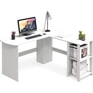 SHW L-Shaped Home Office Wood Corner Desk, White