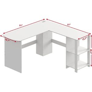 SHW L-Shaped Home Office Wood Corner Desk, White