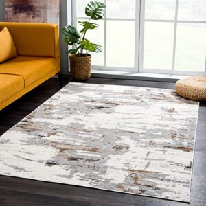 abani rugs 6′ x 9′ contemporary grey paint strokes premium area rug – no-shedding modern marble design dining room under table rug