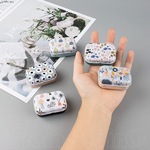 Framendino, 5 Pack Mini Trinket Coin Box Small Floral Containers with Lid for Jewelry Storage Case Tinplate (Random Color)