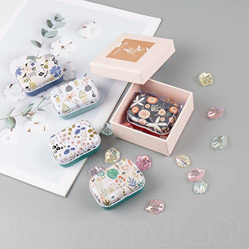 Framendino, 5 Pack Mini Trinket Coin Box Small Floral Containers with Lid for Jewelry Storage Case Tinplate (Random Color)