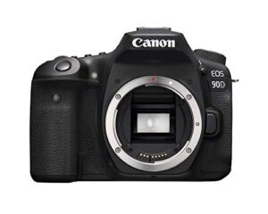 canon dslr camera [eos 90d] with built-in wi-fi, bluetooth, digic 8 image processor, 4k video, dual pixel cmos af, and 3.0 inch vari-angle touch lcd screen, [body only], black