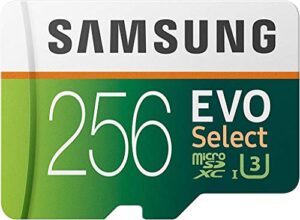 samsung electronics evo select 256gb microsdxc uhs-i u3 100mb/s full hd & 4k uhd memory card with adapter (mb-me256ha)