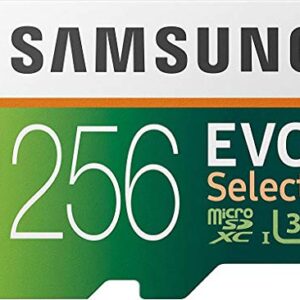 SAMSUNG ELECTRONICS EVO Select 256GB MicroSDXC UHS-I U3 100MB/s Full HD & 4K UHD Memory Card with Adapter (MB-ME256HA)