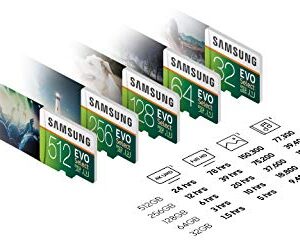 SAMSUNG ELECTRONICS EVO Select 256GB MicroSDXC UHS-I U3 100MB/s Full HD & 4K UHD Memory Card with Adapter (MB-ME256HA)