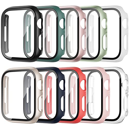 10 Pack Case for Apple Watch SE 2022/SE/Series 6/5/4 40mm with Tempered Glass Screen Protector, Colaxuyi Hard PC Case Anti-Scratch Cover Bumper for iwatch SE/6/5/4 40mm Accessories Starlight