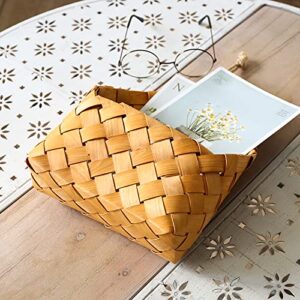 Takefuns Wall Hanging Storage Basket, Natural Bamboo Woven Flower Basket, Wall-mounted Multifunctional Storage Container for Home Decoration (15.5cm)