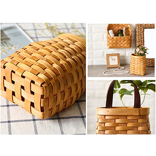 Takefuns Wall Hanging Storage Basket, Natural Bamboo Woven Flower Basket, Wall-mounted Multifunctional Storage Container for Home Decoration (15.5cm)