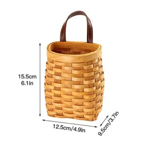 Takefuns Wall Hanging Storage Basket, Natural Bamboo Woven Flower Basket, Wall-mounted Multifunctional Storage Container for Home Decoration (15.5cm)