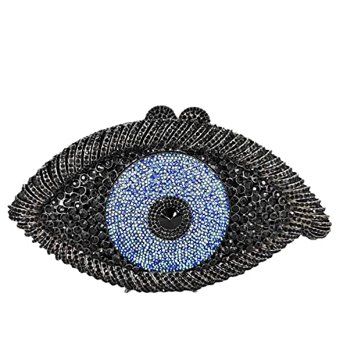 Boutique De FGG The Evil Eye Crystal Clutch Bags Women Evening Minaudiere Purses and Handbags (Small, 130-13 Black)