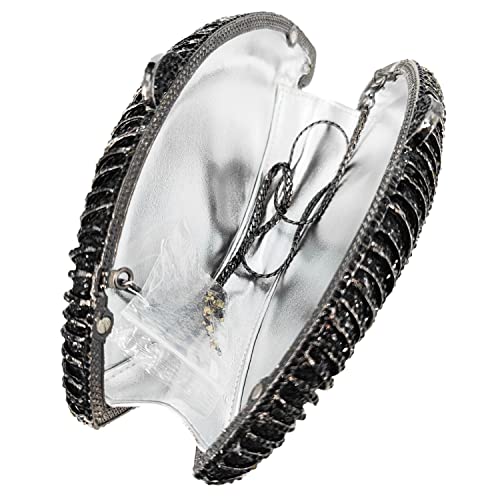 Boutique De FGG The Evil Eye Crystal Clutch Bags Women Evening Minaudiere Purses and Handbags (Small, 130-13 Black)