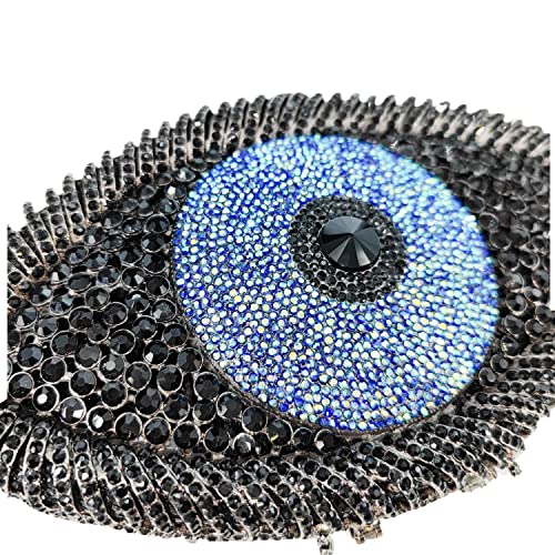 Boutique De FGG The Evil Eye Crystal Clutch Bags Women Evening Minaudiere Purses and Handbags (Small, 130-13 Black)