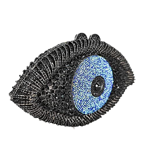 Boutique De FGG The Evil Eye Crystal Clutch Bags Women Evening Minaudiere Purses and Handbags (Small, 130-13 Black)