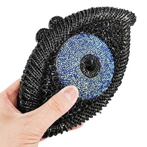 Boutique De FGG The Evil Eye Crystal Clutch Bags Women Evening Minaudiere Purses and Handbags (Small, 130-13 Black)