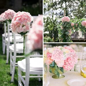 JPSOR 30pcs Hydrangea Artificial Flowers, Silk Flower Heads with Stems, Fake Flowers for Wedding Arch Centerpiece Home Decoration (Pink)