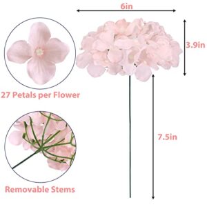 JPSOR 30pcs Hydrangea Artificial Flowers, Silk Flower Heads with Stems, Fake Flowers for Wedding Arch Centerpiece Home Decoration (Pink)