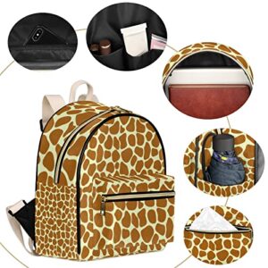 Animal Print Giraffe Skin Mini Backpack Purse for Women, Giraffe Skin Small Backpack Leather Casual Daypacks Ladies Shoulder Bags