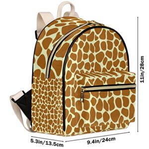 Animal Print Giraffe Skin Mini Backpack Purse for Women, Giraffe Skin Small Backpack Leather Casual Daypacks Ladies Shoulder Bags