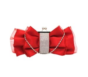 bow rhinestone evening bag bridal clutch bag flower type ladies clutch (color : red)